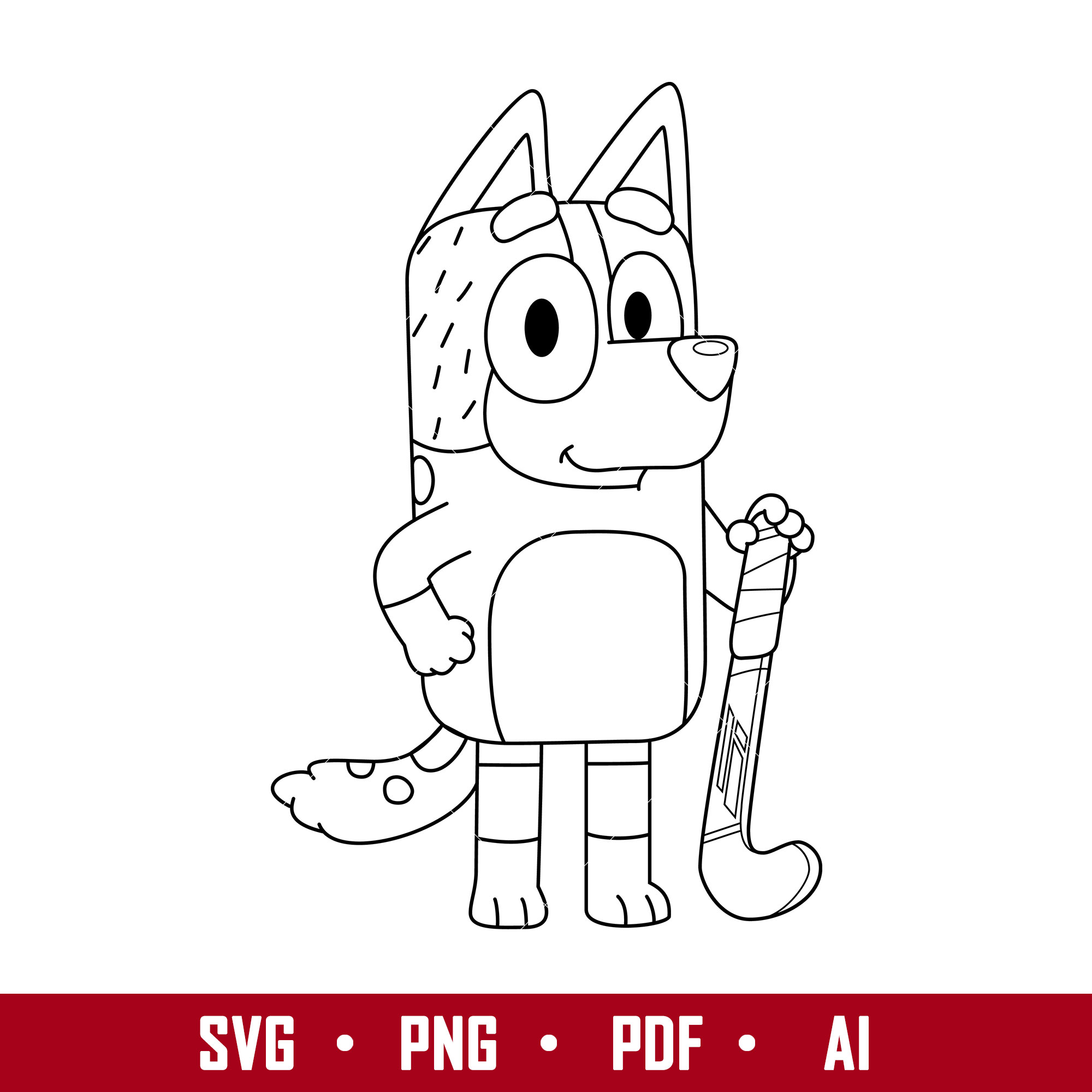 Bluey Chilli Outline Svg, Chilli Dog Svg, Bluey Svg, Cartoon - Inspire ...
