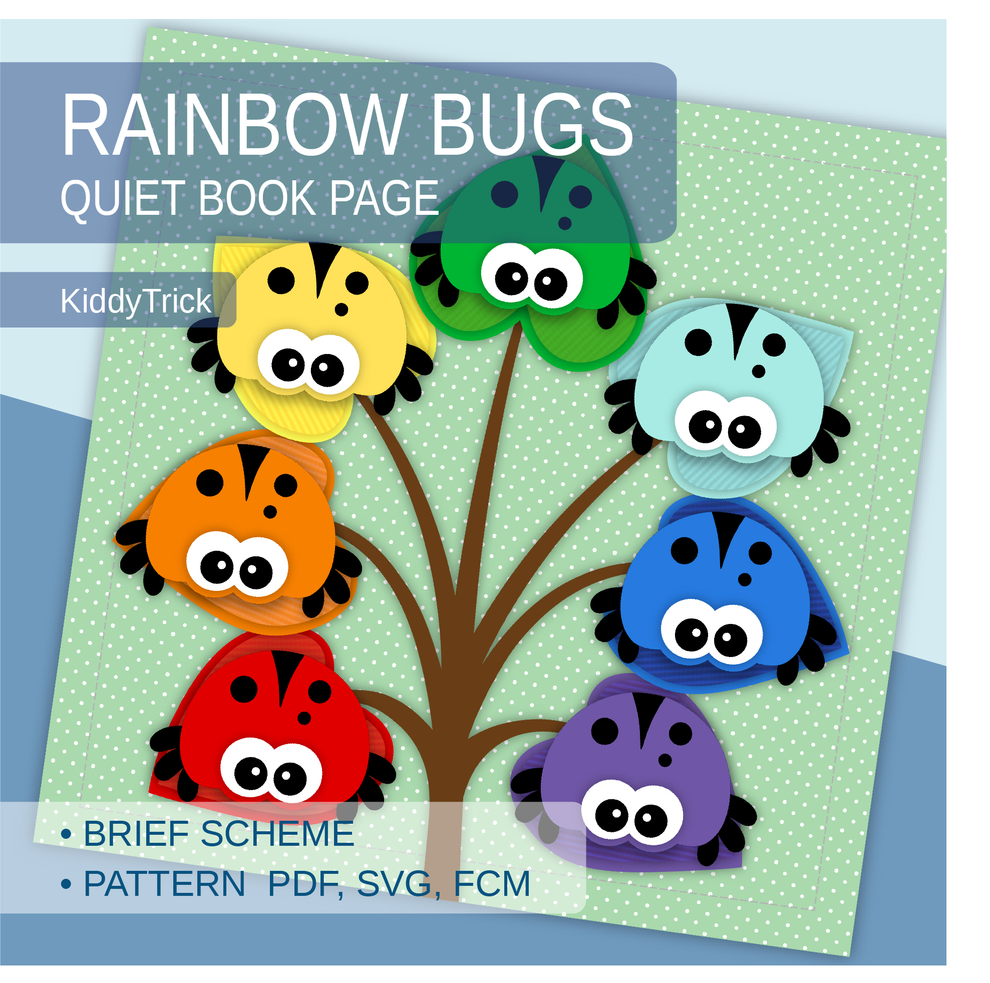 Quiet book page - Felt Rainbow Bugs Sewing Pattern | Inspire Uplift