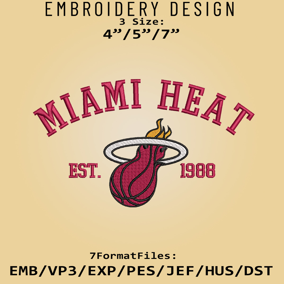 Miami Heat Embroidery Designs, NBA Logo Embroidery Files, NB - Inspire ...