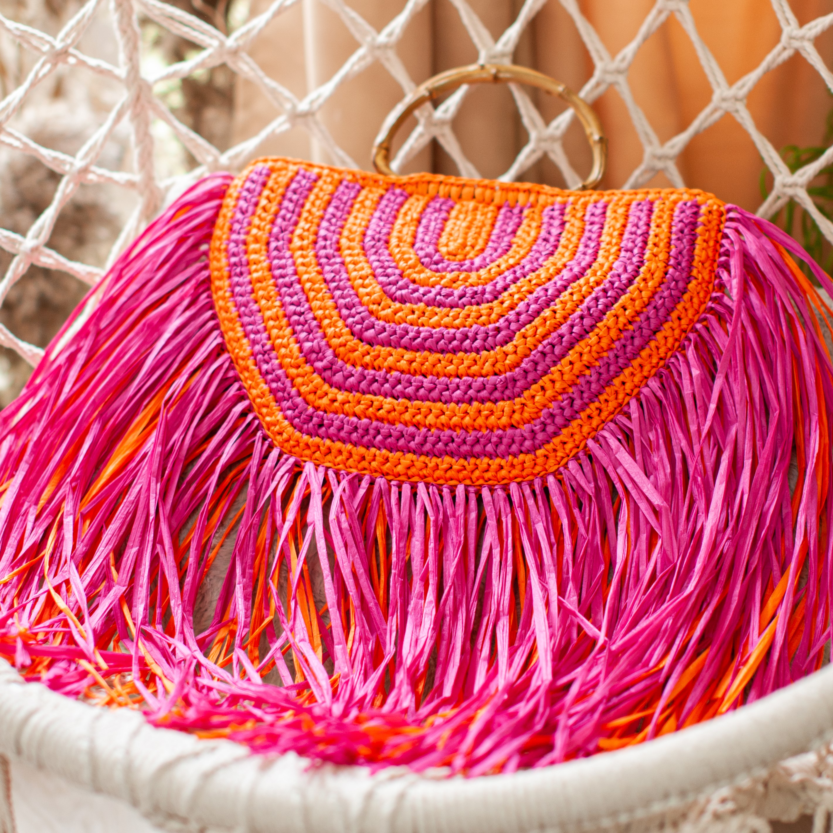 CROCHET PATTERN raffia bag, step by step video tutorial, fri - Inspire ...