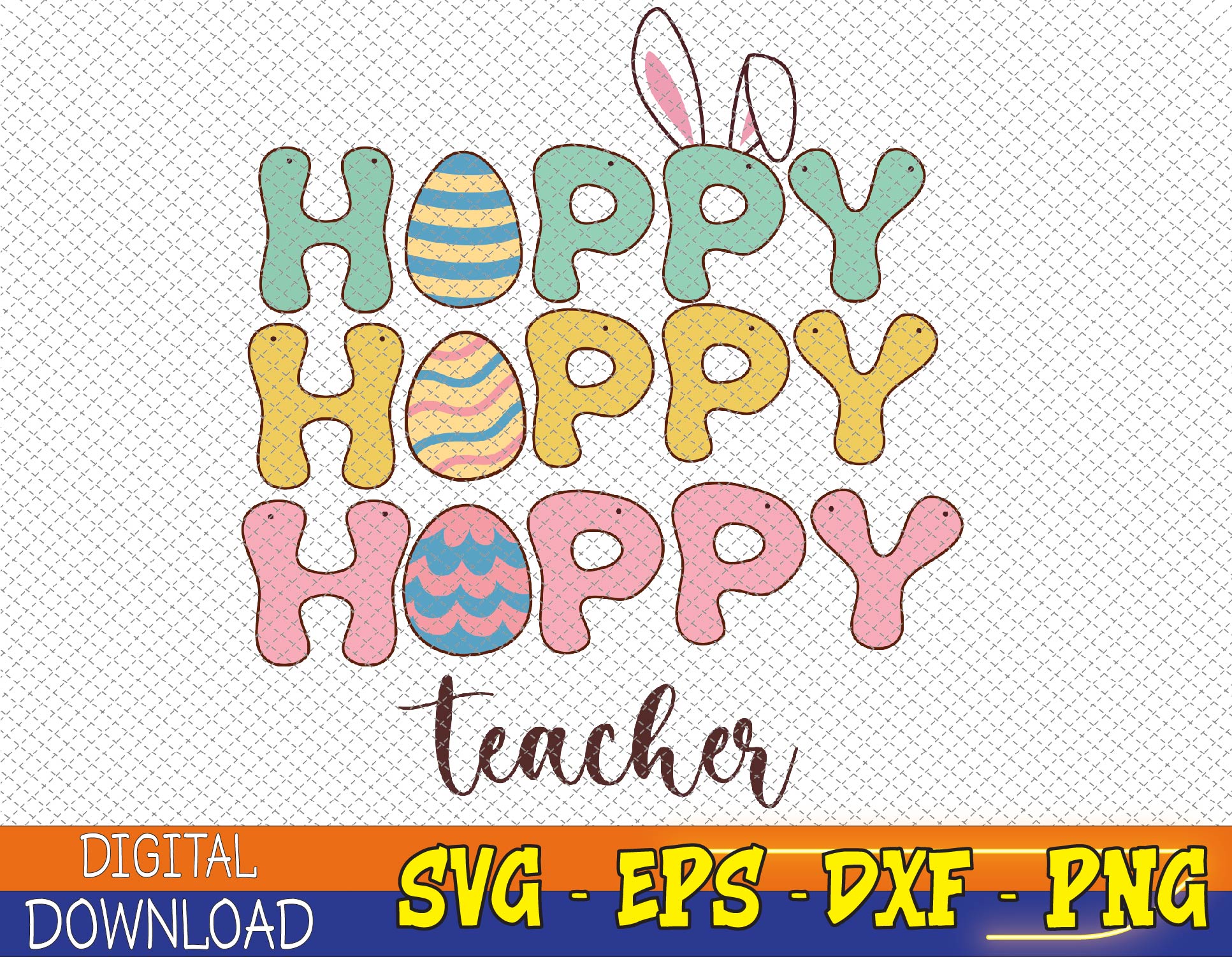 Easter Teacher Bunny Happy Easter Egg Retro Svg, Eps, Png, D | Inspire ...