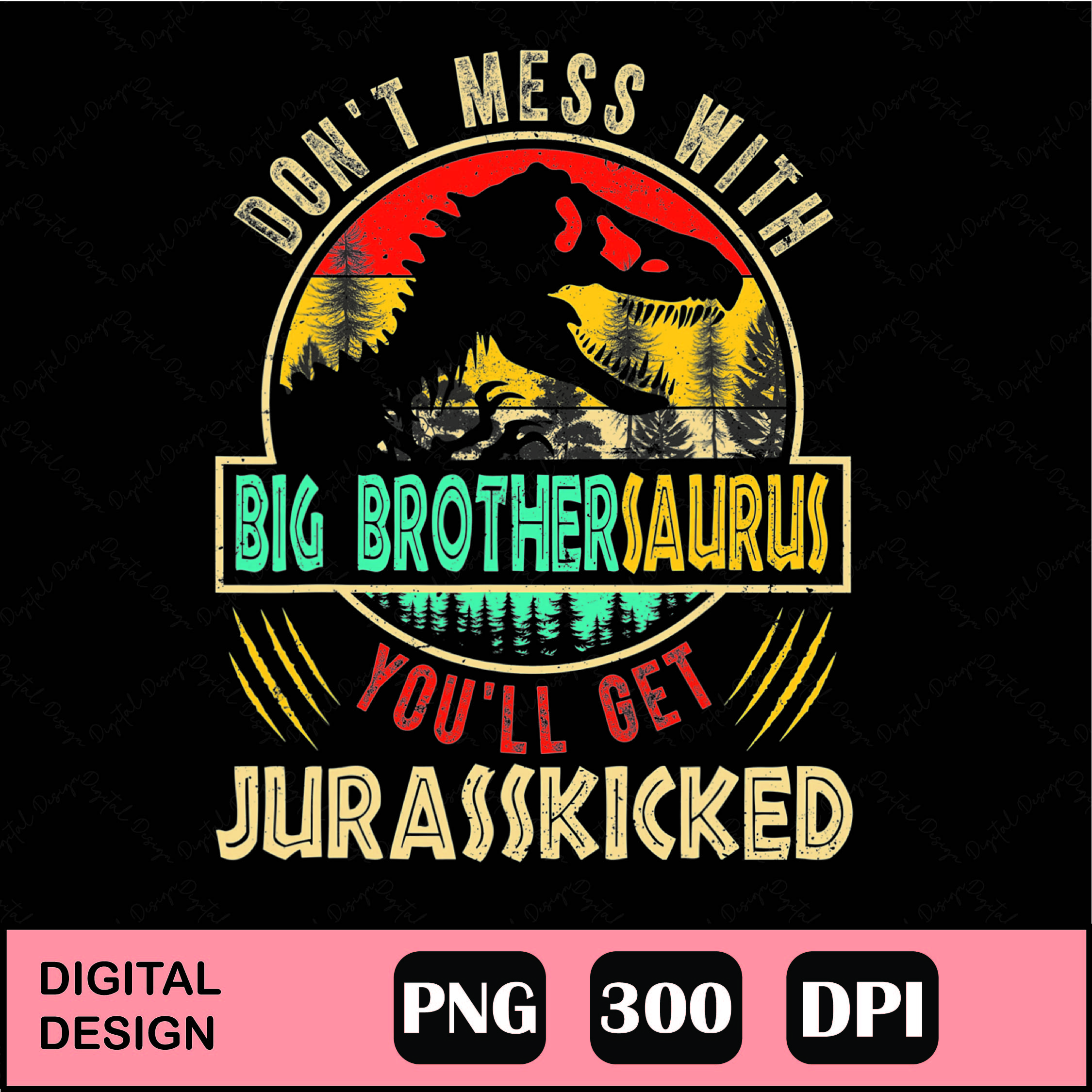 Mens Fun Distressed Big Brothersaurus, Brother Saurus Dinosa | Inspire ...