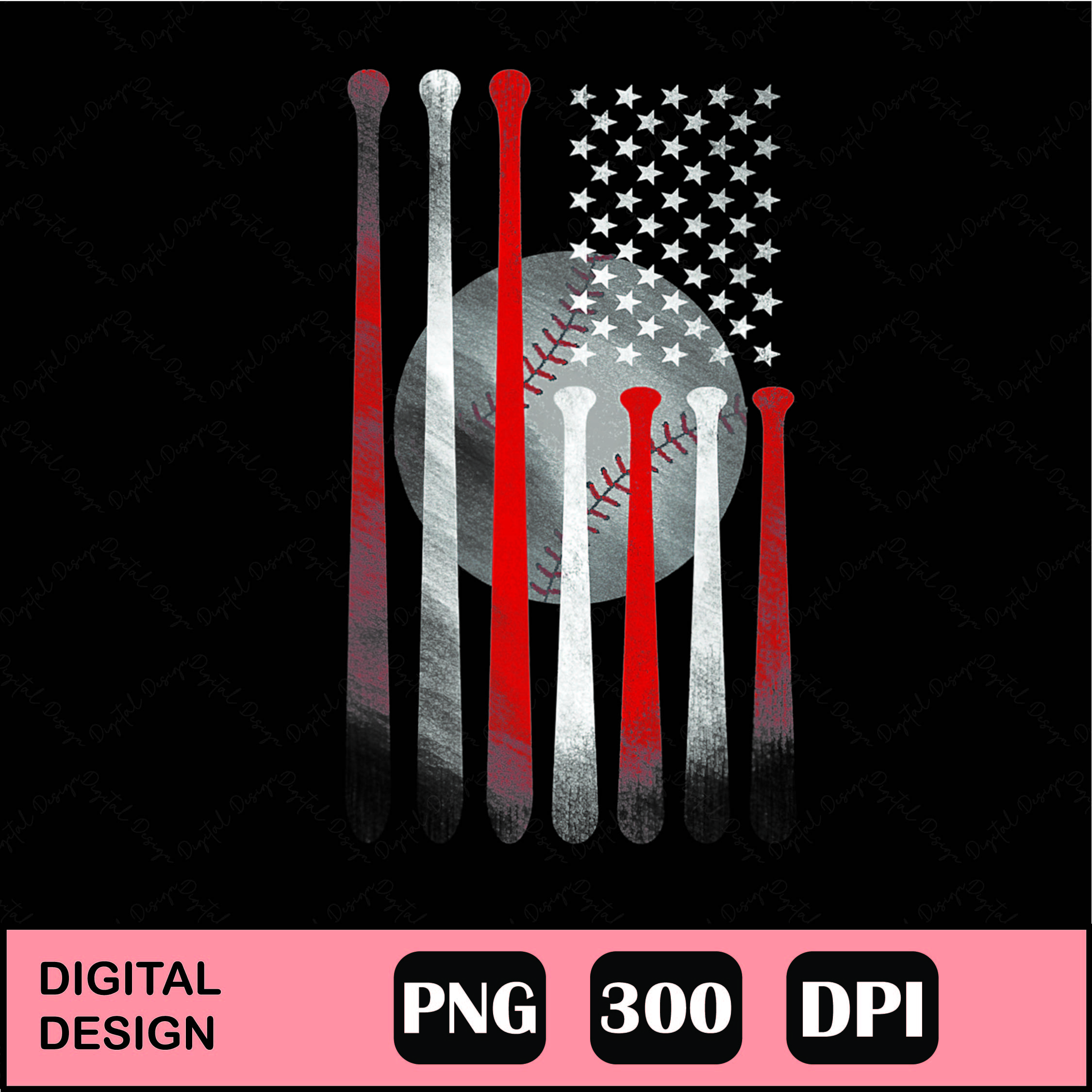 American Flag Vintage Baseball Flag Png Digital File Downloa - Inspire ...