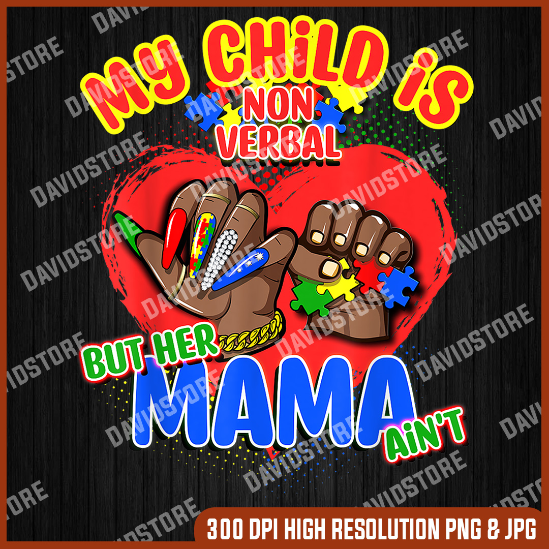 Non Verbal Autism Awareness Black Women Mom png, Daughter, M | Inspire ...