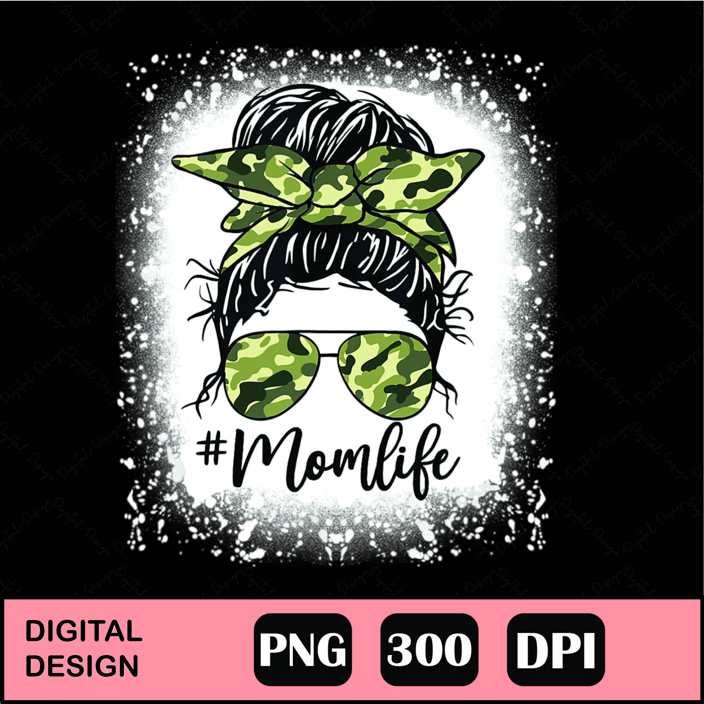 Mom Life Camouflage Print, Messy Bun Png, Camo Sublimation | Inspire Uplift