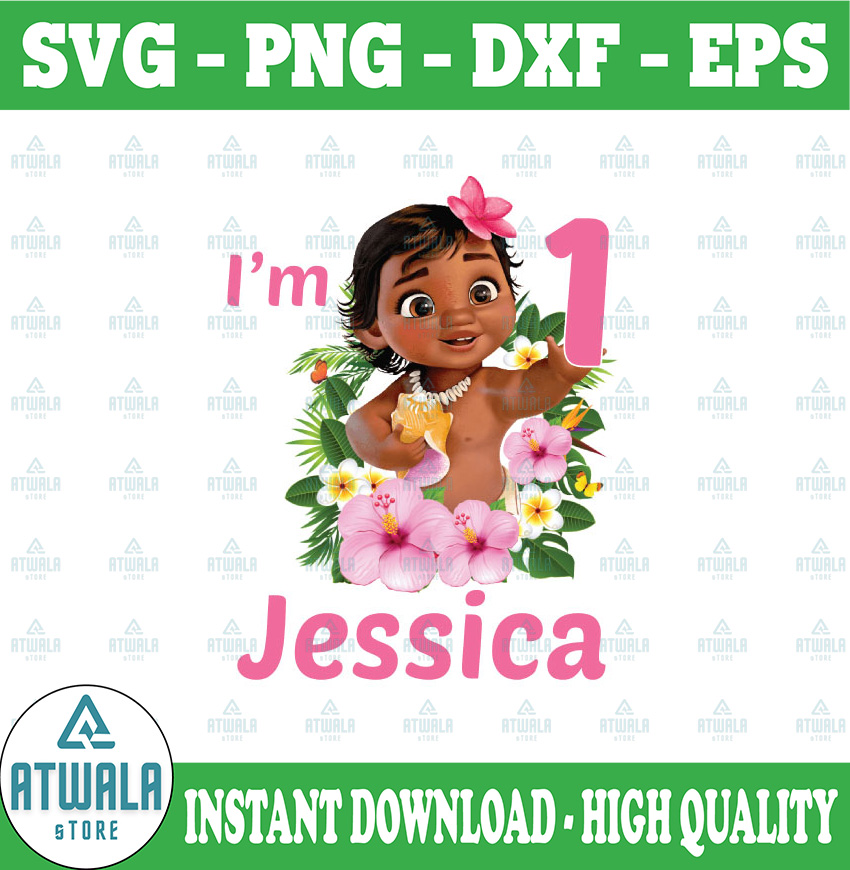Personalized Name And Ages, Moana Birthday Girl PNG Digital | Inspire ...