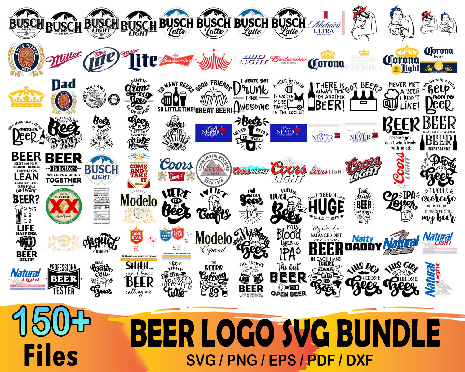 150 Files Beer Logo Bundle Svg, Beer Svg, Budweiser Svg - Inspire Uplift