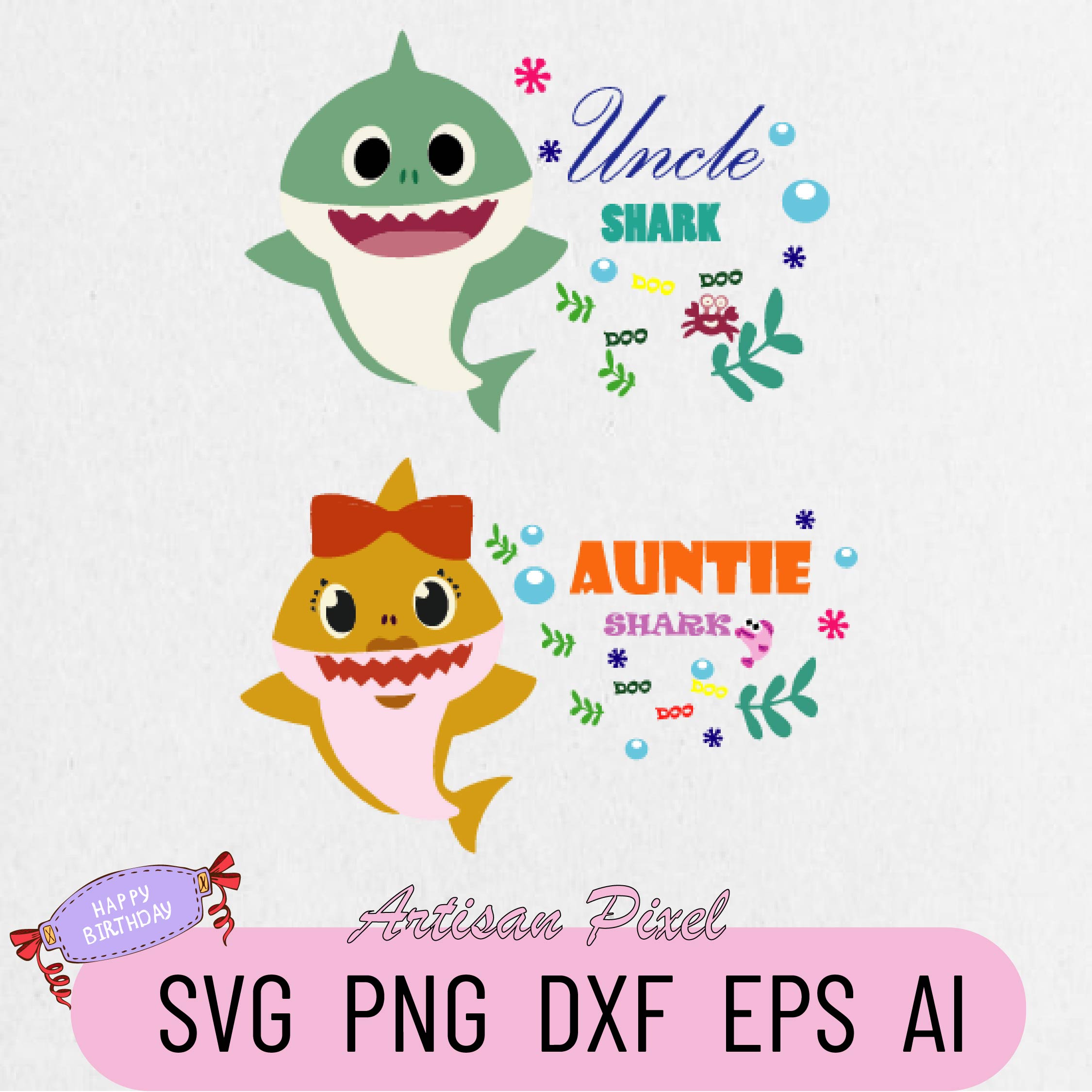 Uncle Shark Svg, Aunti Shark Svg, Shark Svg, Shark Grandpa B - Inspire ...