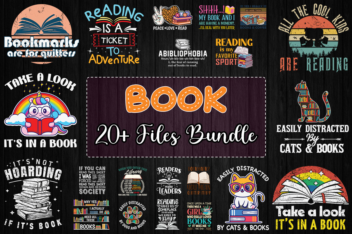 20 Designs Book Bundle Svg, Book Svg, Book Vector, Book Clip | Inspire ...