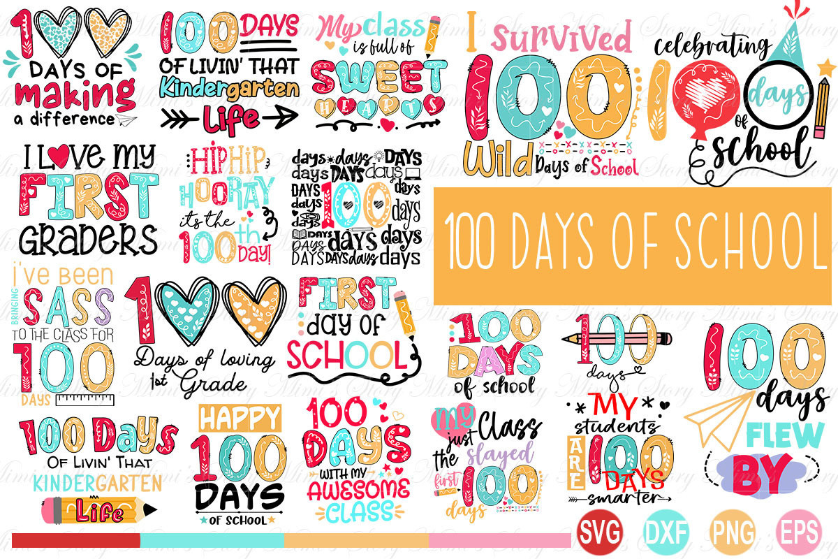 20 Designs 100 Days Of School Bundle Svg, School Svg, Teache | Inspire ...