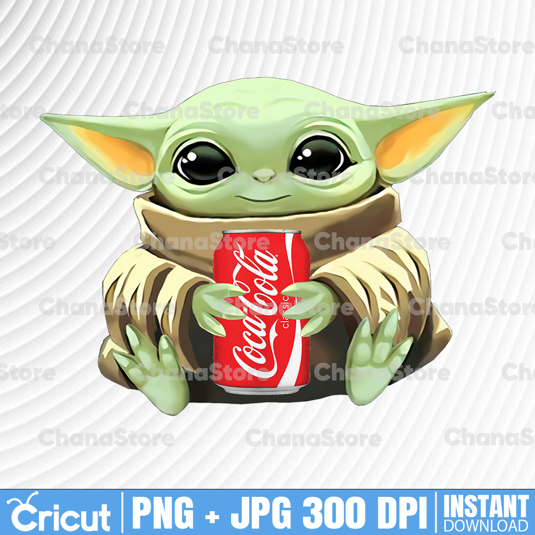 Baby Yoda with Coca Cola PNG, Baby Yoda png, Sublimation re | Inspire ...