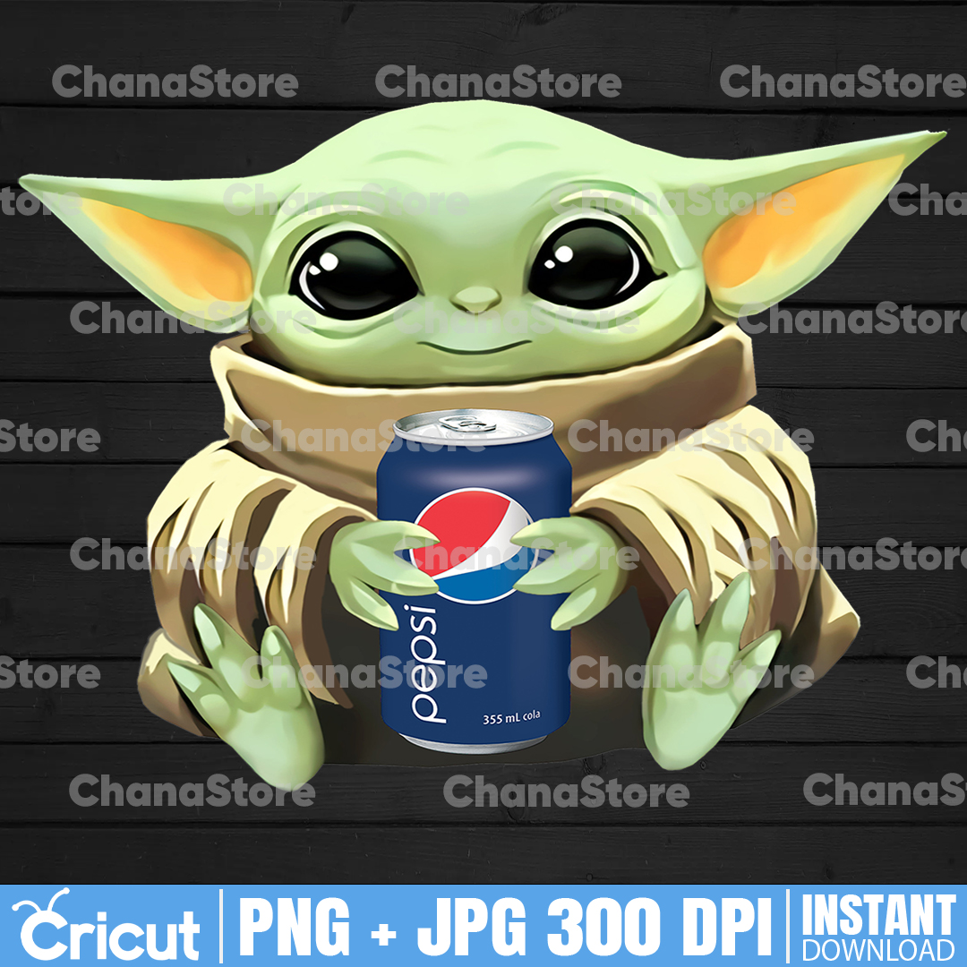 Baby Yoda with Pepsi PNG, Baby Yoda png, Sublimation ready, | Inspire ...