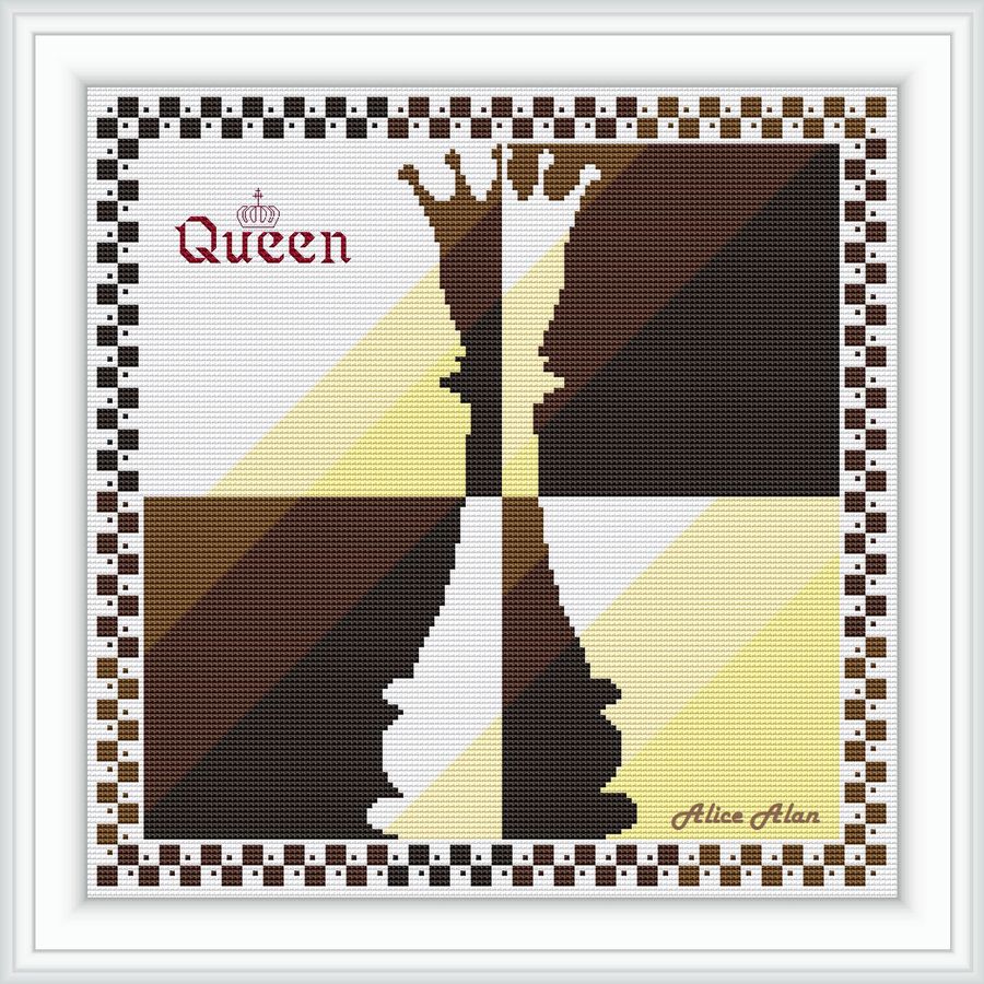 Cross stitch pattern panel Chess piece Queen silhouette spor - Inspire ...