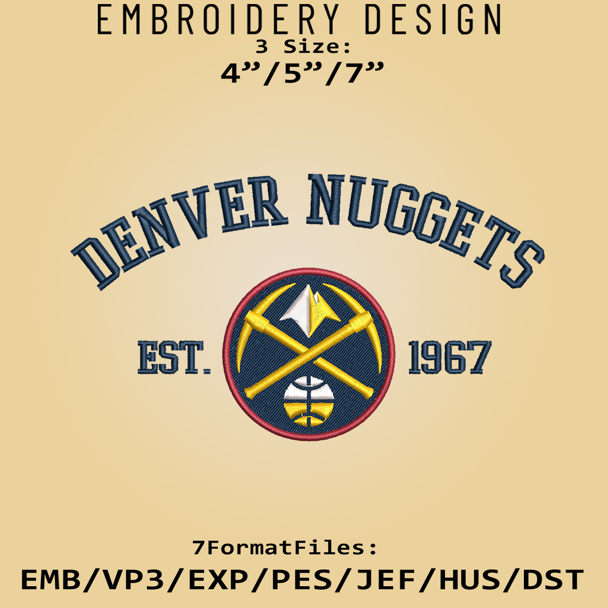 Denver Nuggets Embroidery Designs, NBA Logo Embroidery Files | Inspire ...