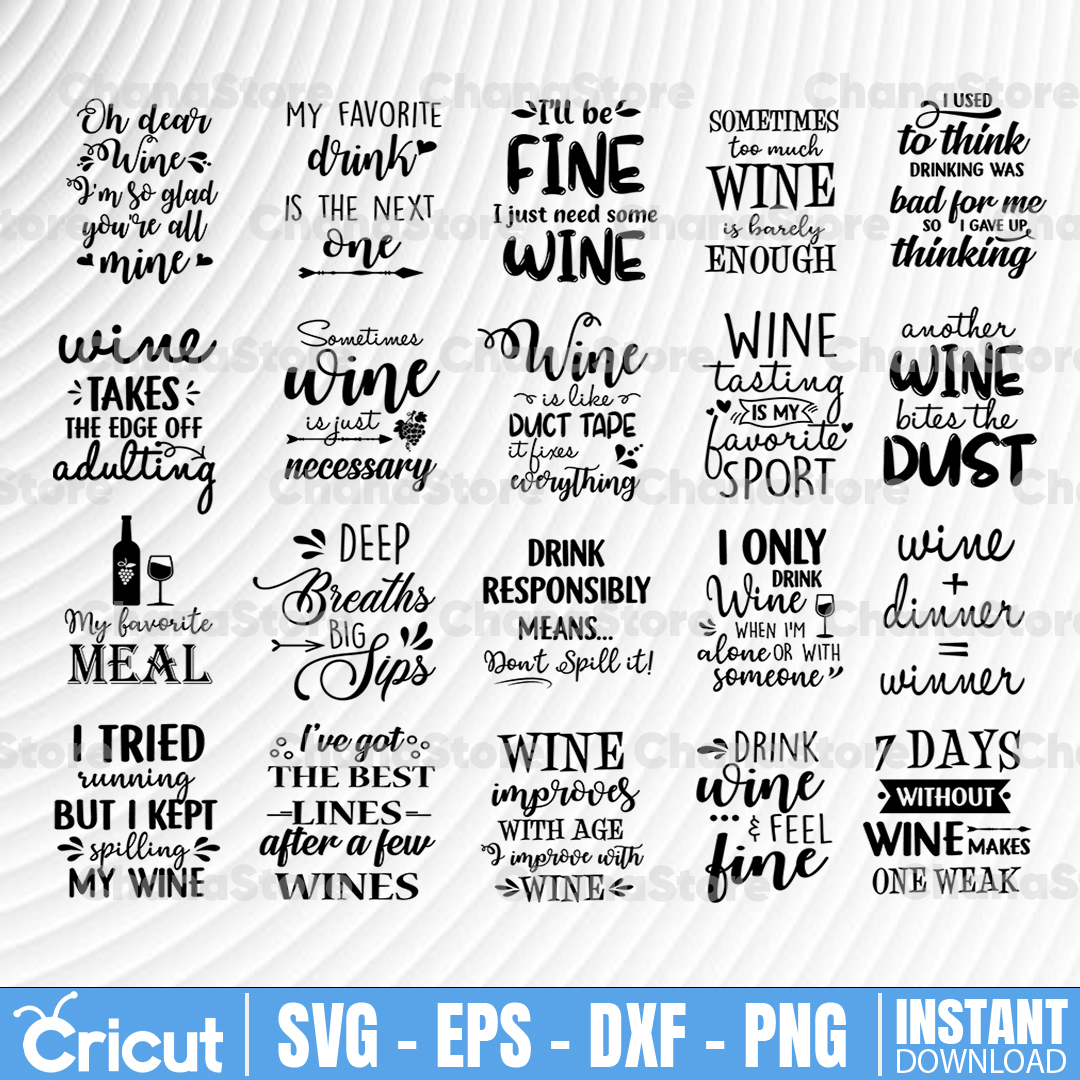 Wine Svg Bundle, Wine Glass Svg, Drink Svg, Funny Wine Sayin | Inspire ...