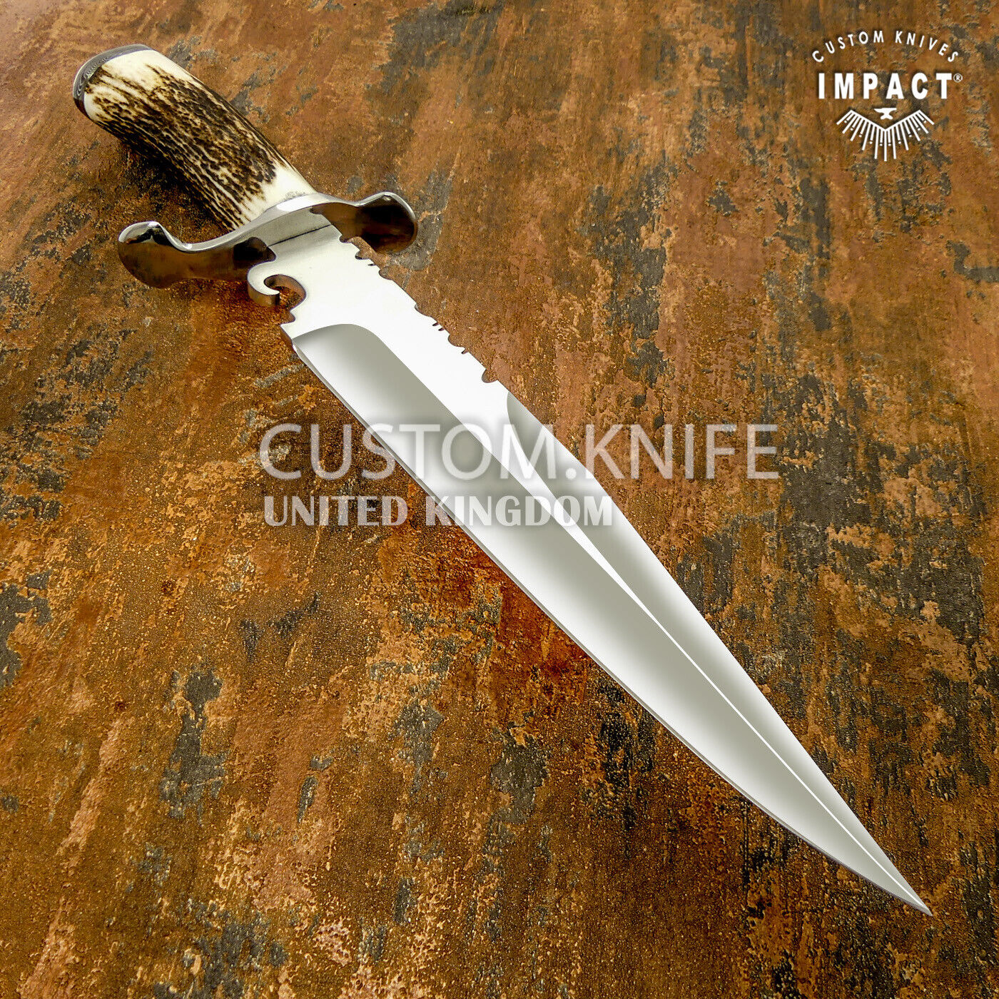 IMPACT CUTLERY RARE CUSTOM D2 ART BOWIE KNIFE STAG ANTLER HA | Inspire ...
