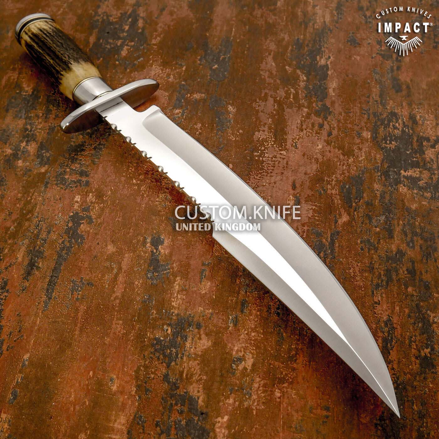 IMPACT CUTLERY CUSTOM D2 BOWIE KNIFE STAG ANTLER HANDLE | Inspire Uplift