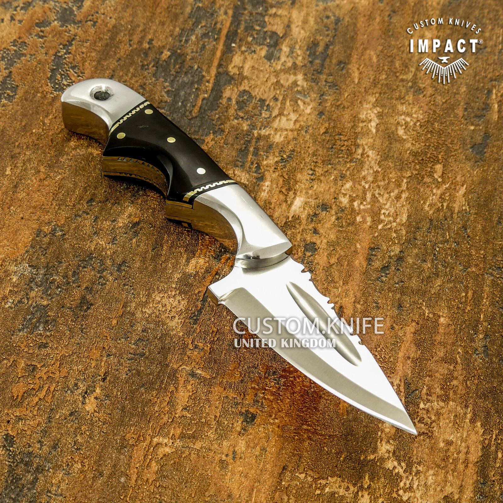 IMPACT CUTLERY RARE CUSTOM FULL TANG SKINNING KNIFE BULL HOR | Inspire ...