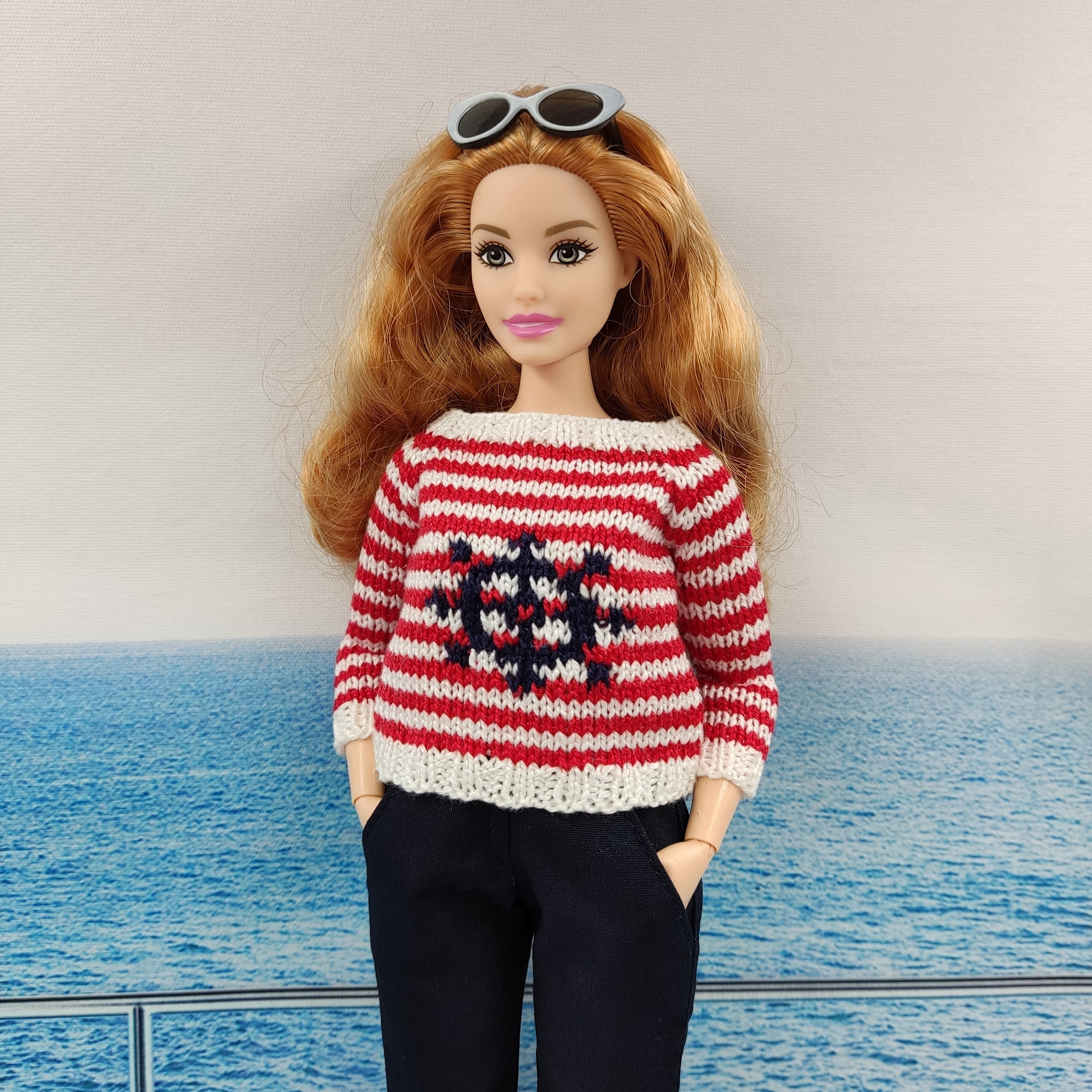Barbie curvy clothes red striped sweater - Inspire Uplift