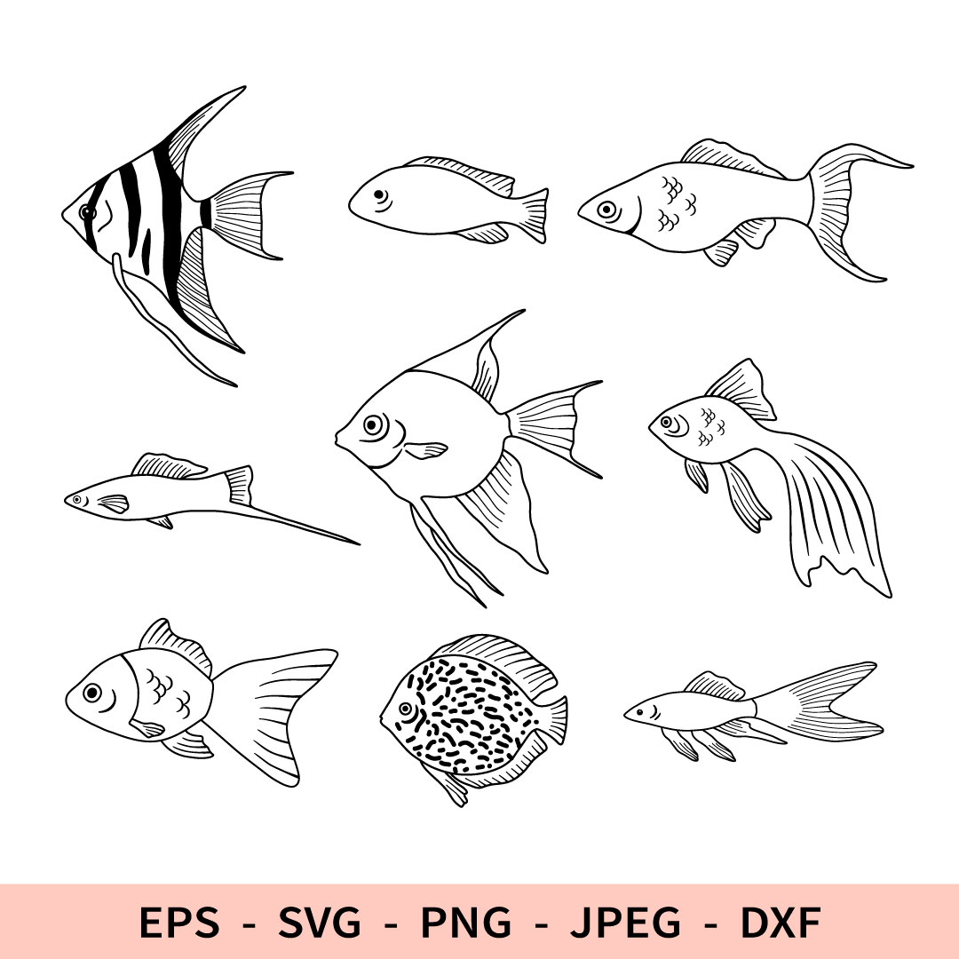 Fish Svg Fish Aquarium Set Svg for Cricut dxf for laser cut | Inspire ...