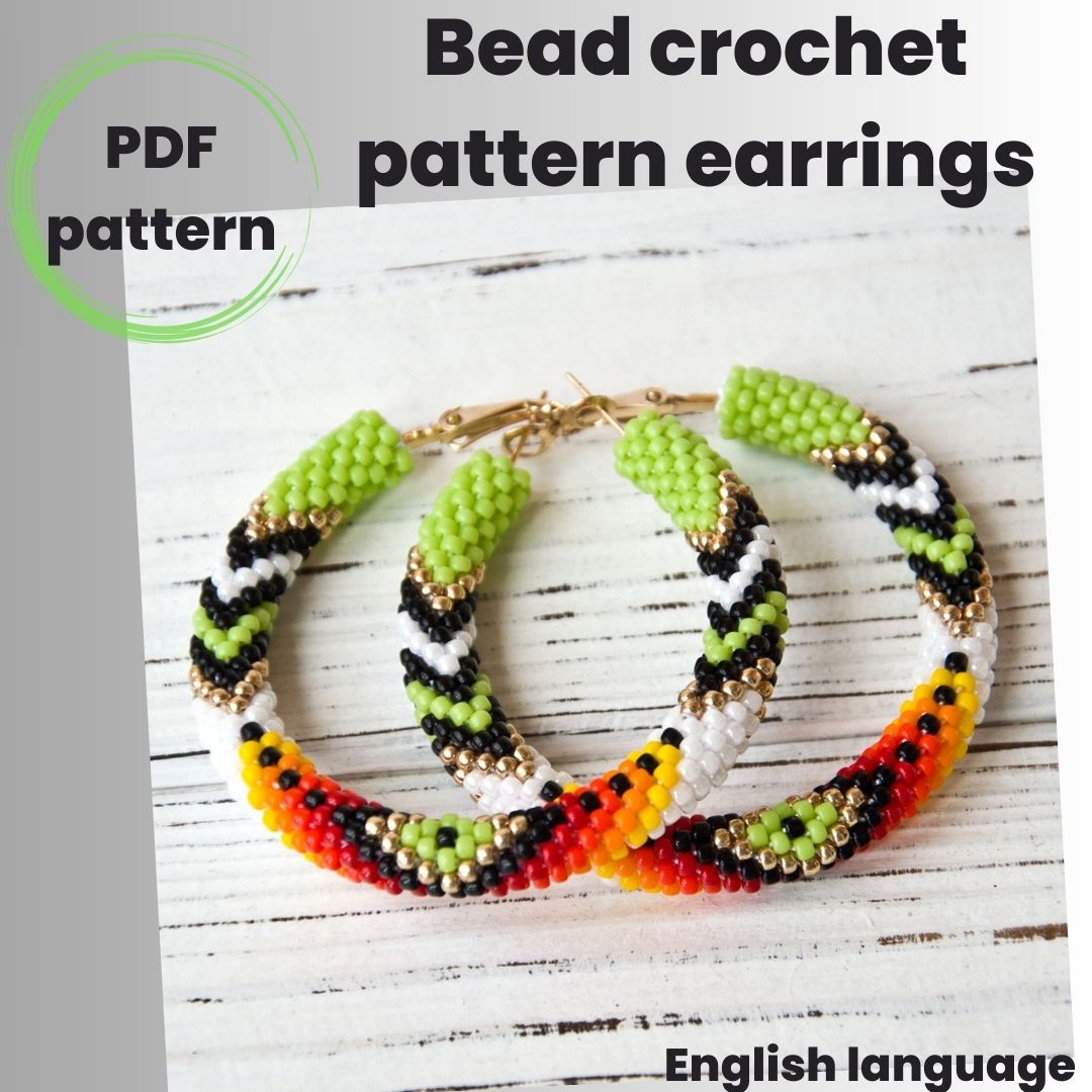 PDF bead crochet pattern, Green hoop earrings pattern, Seed - Inspire ...