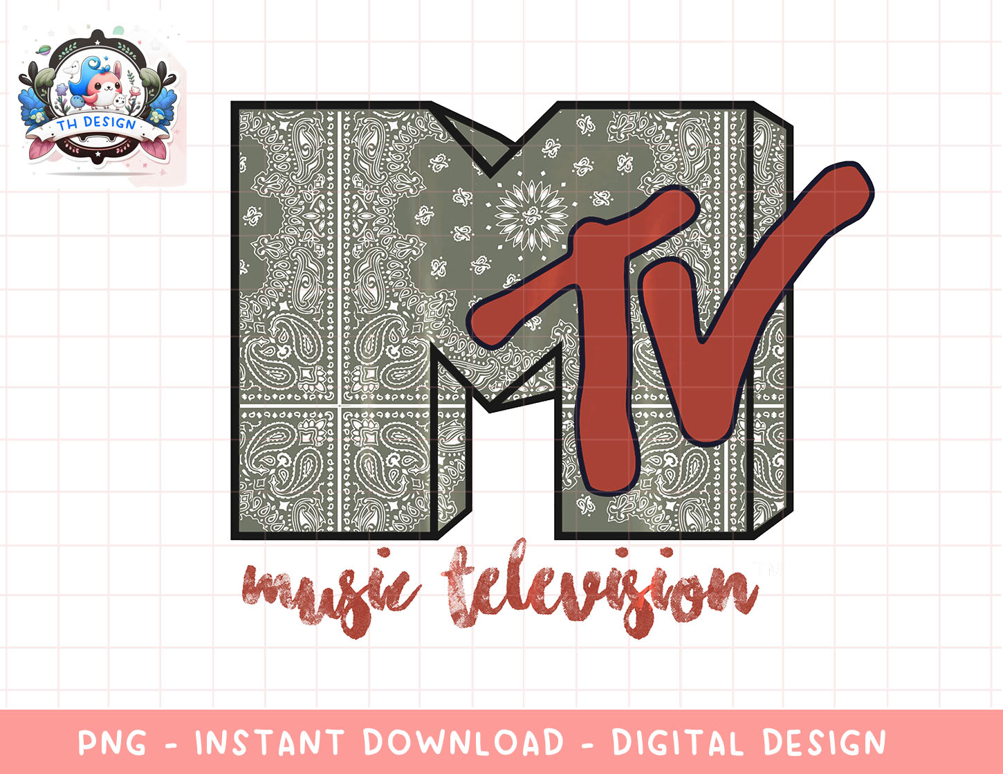 Classic MTV Bandana Print Logo Pullover png, digital downloa | Inspire ...