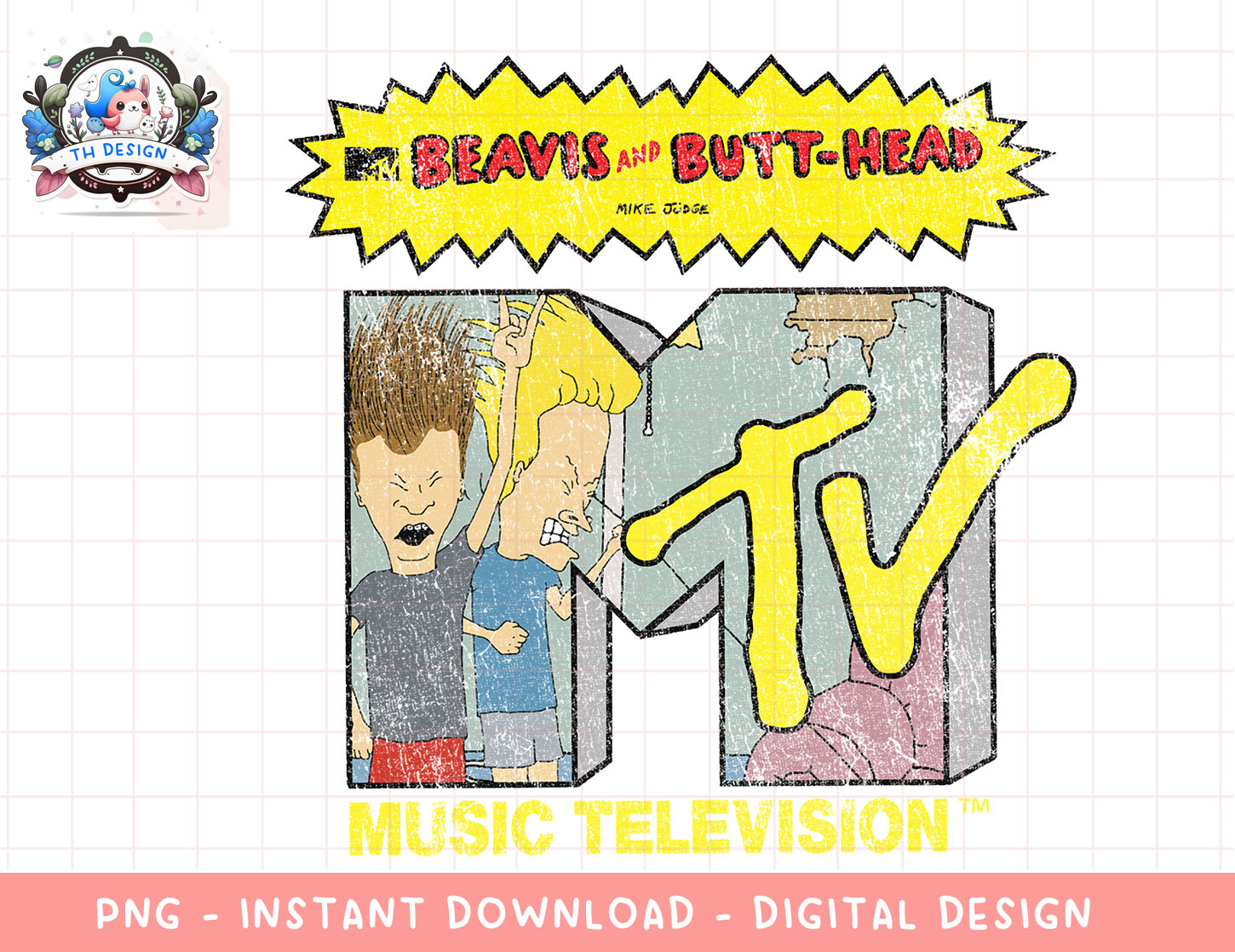 Beavis and Butt-Head Distressed MTV Logo png, digital downl | Inspire ...