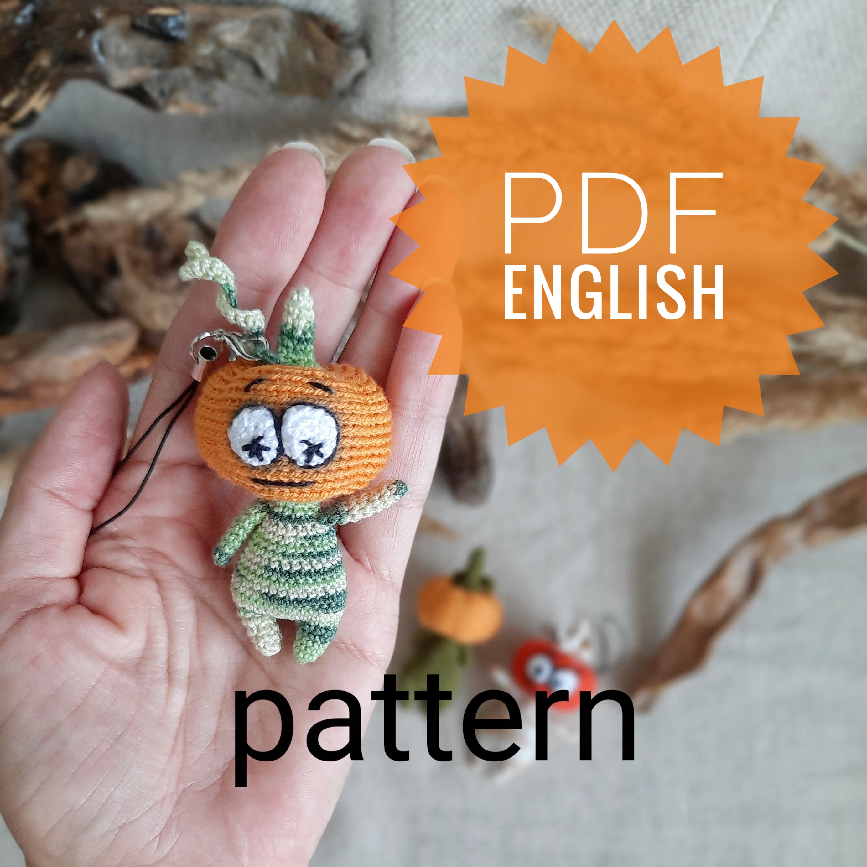 Crochet pattern for a soft toy pumpkin monster. Keychain. mi | Inspire ...