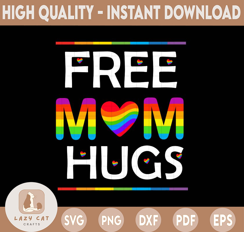 Free Mom Hugs Svg, Daisy Rainbow Heart LGBT Svg, Pride Month | Inspire Uplift