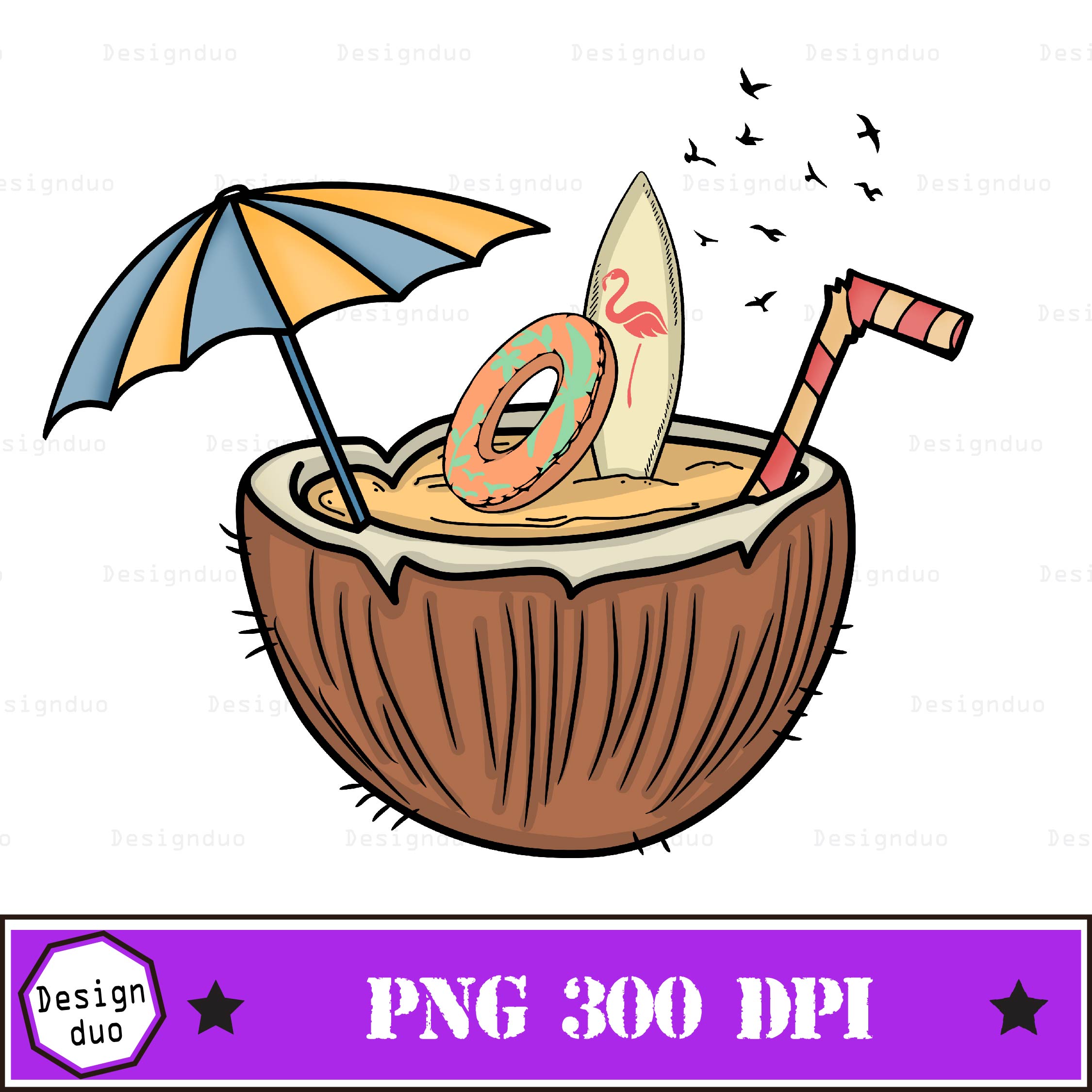 Beach Coconut Drink Retro PNG, Coconut Drink png, Vacation C | Inspire ...