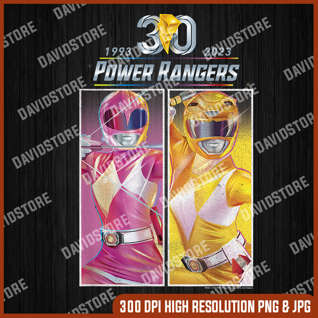 Power Rangers 30th Anniversary Pink & Yellow Retro Poster pn | Inspire ...