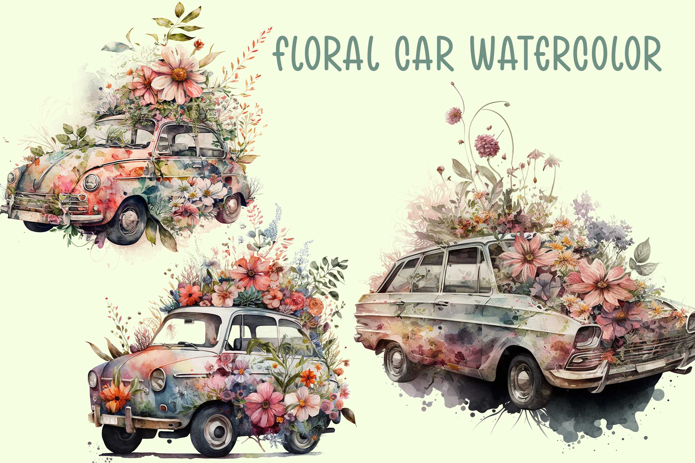 Floral Car Watercolor | Inspire Uplift
