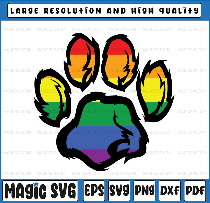 LGBT Ally Furry Pride Svg, Rainbow Dog Paw Svg, Gay Svg, Lgb - Inspire ...