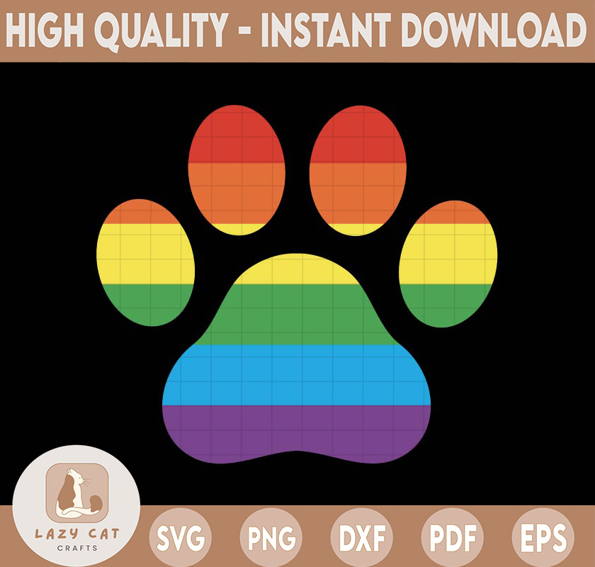 Dog Paw Svg, Funny Pride Svg, Rainbow Flag, LGBT Month - Inspire Uplift