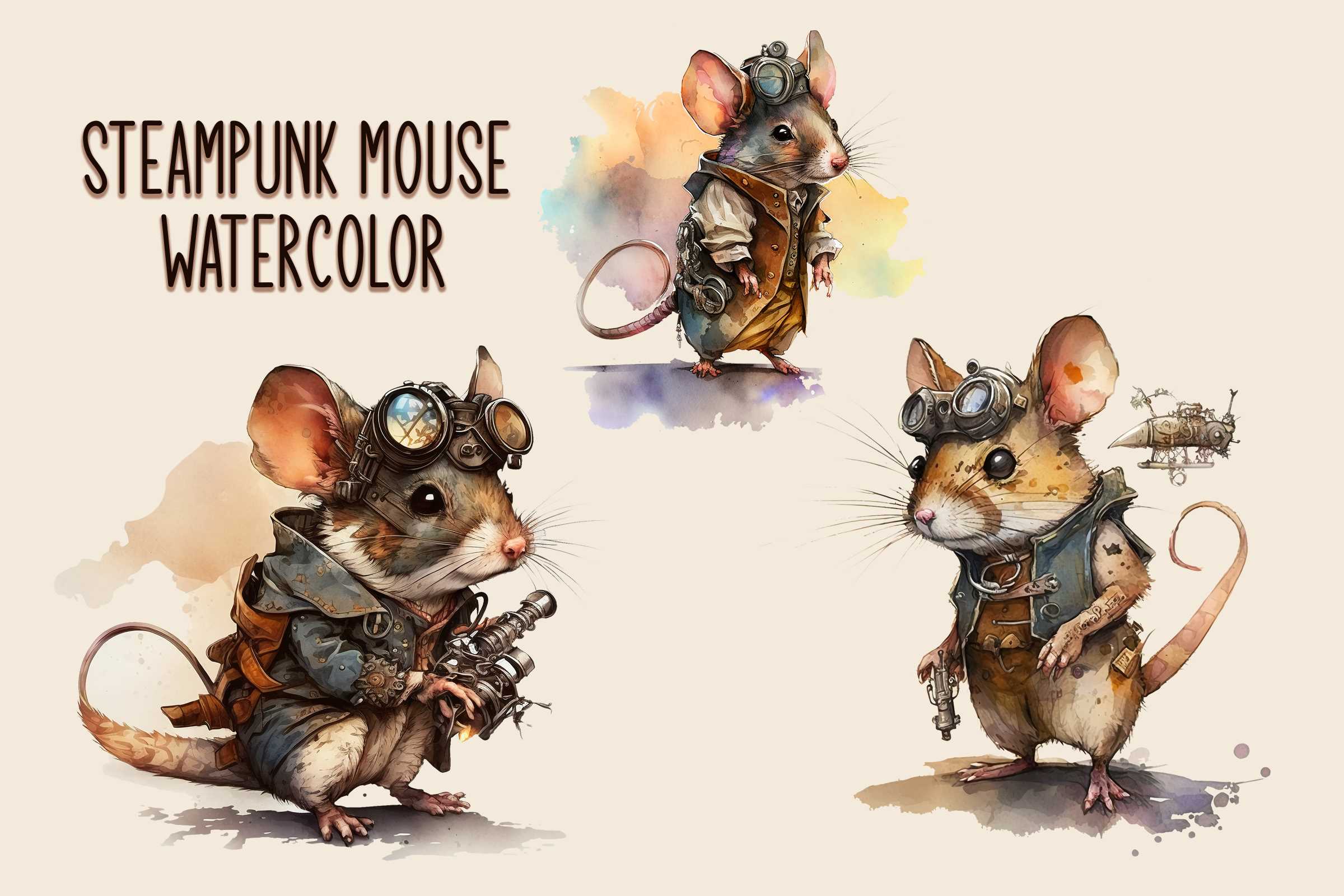 Steampunk Mouse Watercolor | Inspire Uplift