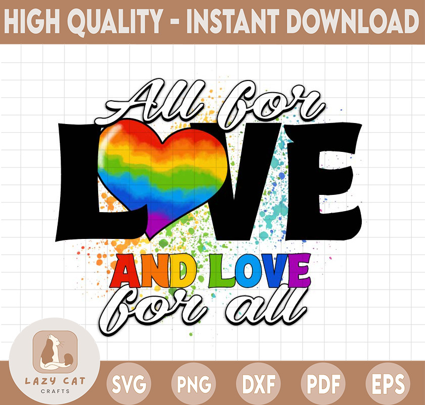 Pride Png, All For Love - Love For All, Rainbow Peace Sign, - Inspire ...