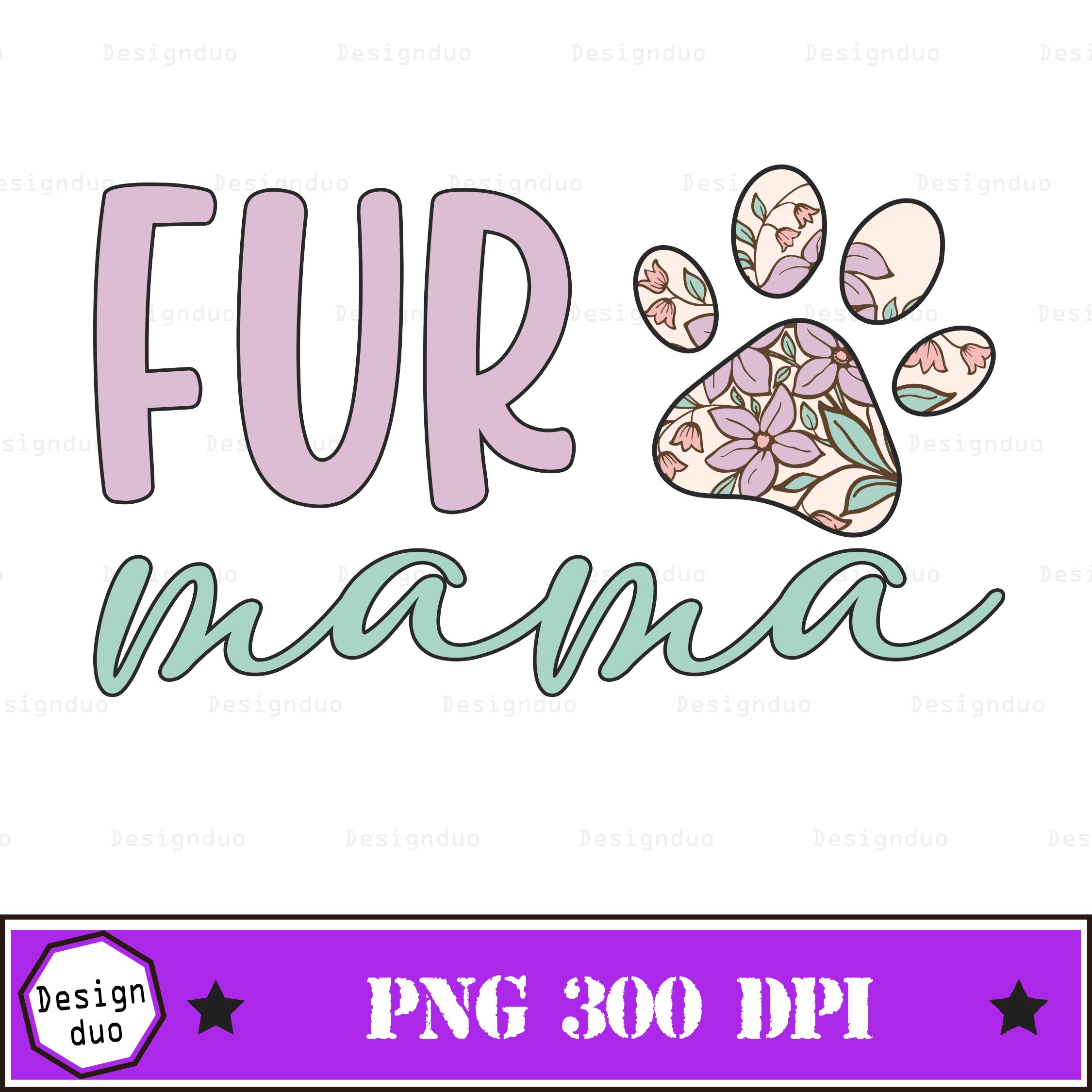 Digital Png File, Fur Mama Paw Prints, Blush Floral Leopard, | Inspire ...