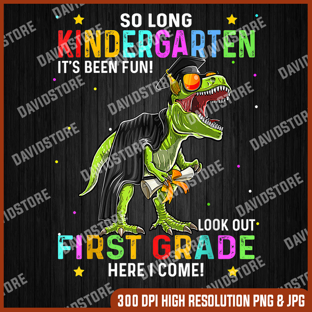 So Long Kindergarten 1st Grade Dinosaur Boy Graduation png, - Inspire ...