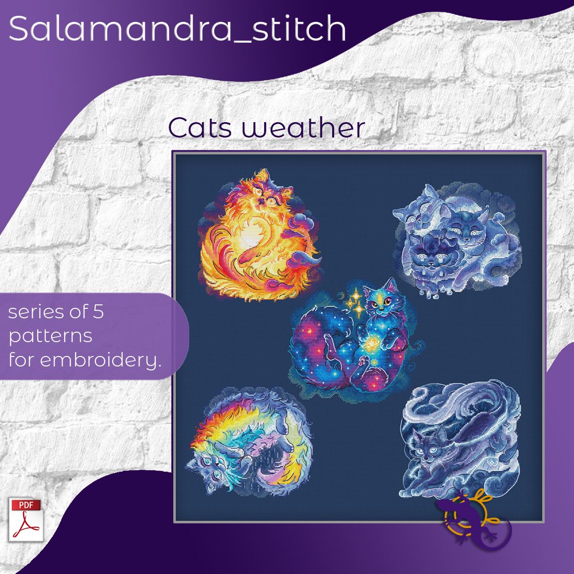Cats weather, cross stitch, Salamandra Stitch | Inspire Uplift