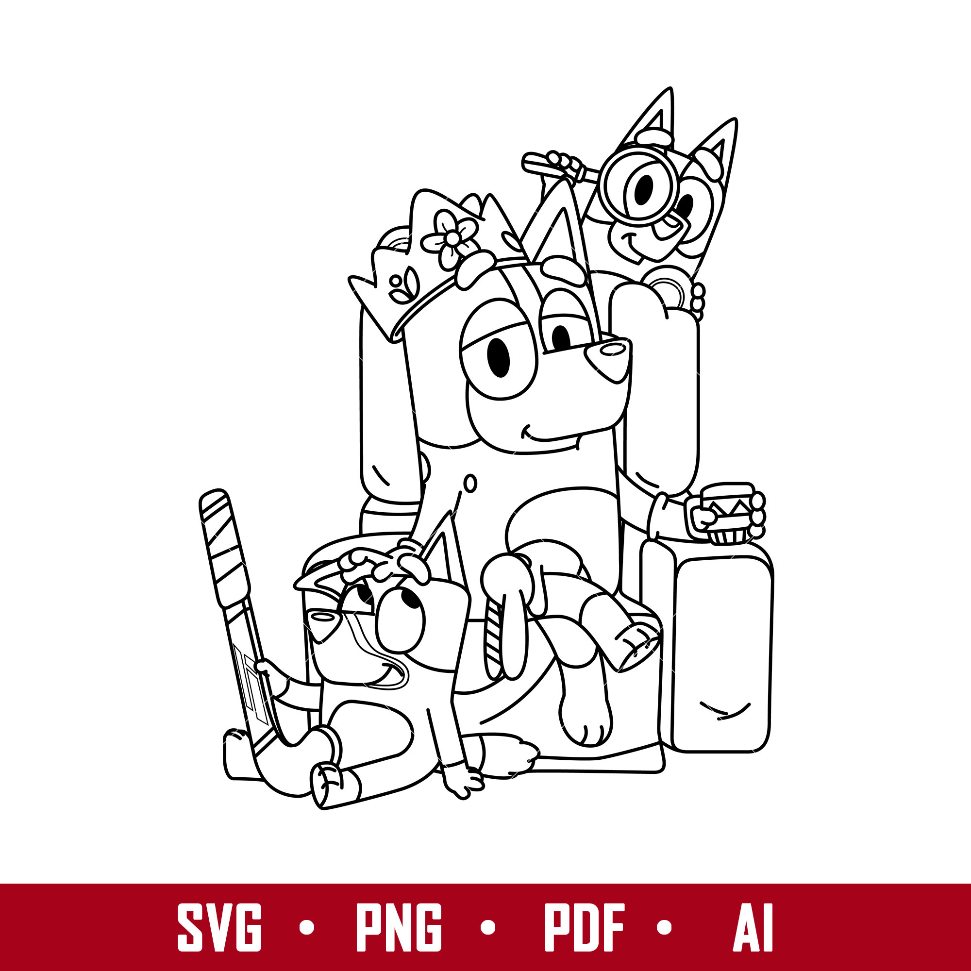 Mum Bluey Bingo Outline Svg, Bluey Svg, Cartoon Svg, Png Pdf | Inspire ...