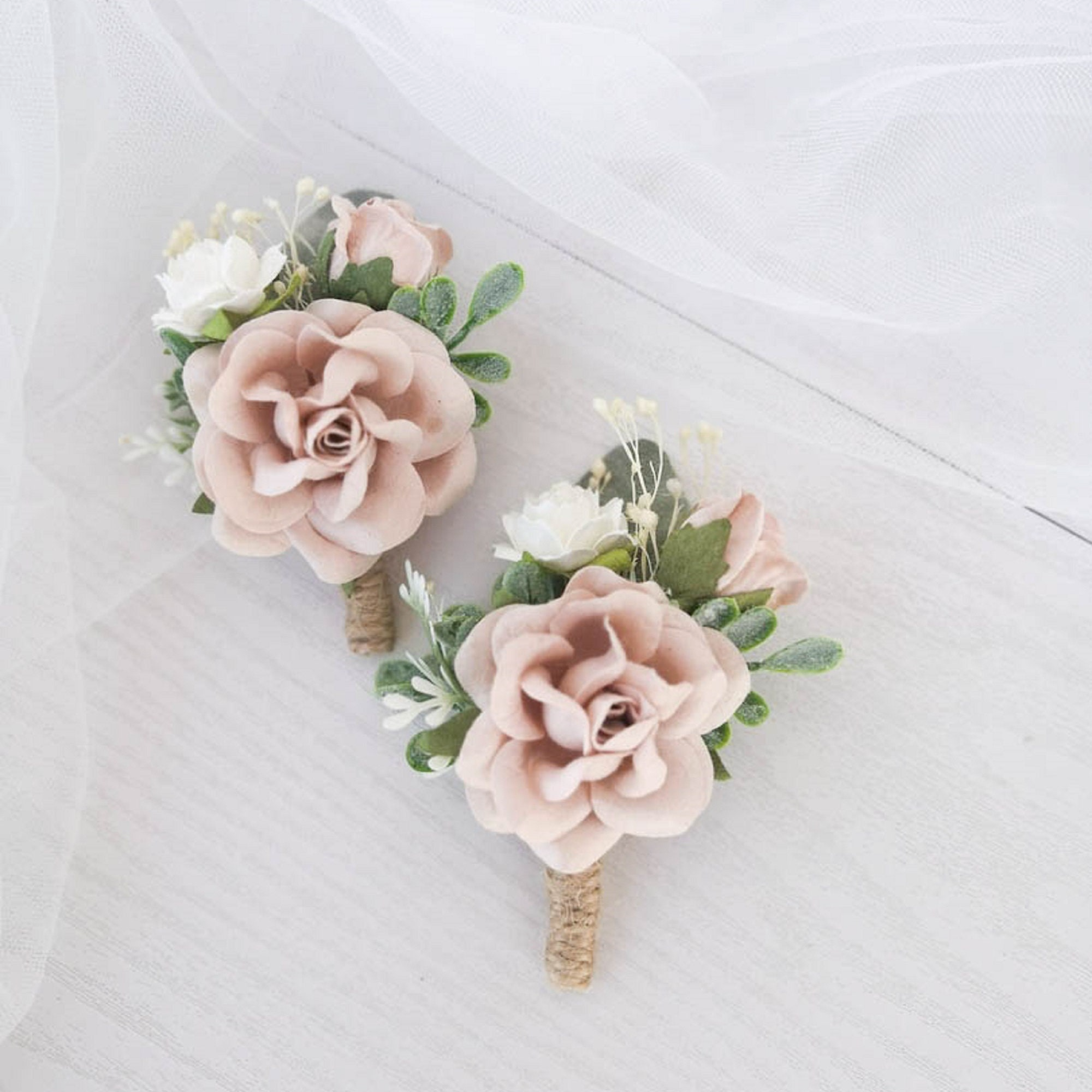 Pale pink boutonniere, Groomsman boutonniere, Rose wedding, | Inspire ...