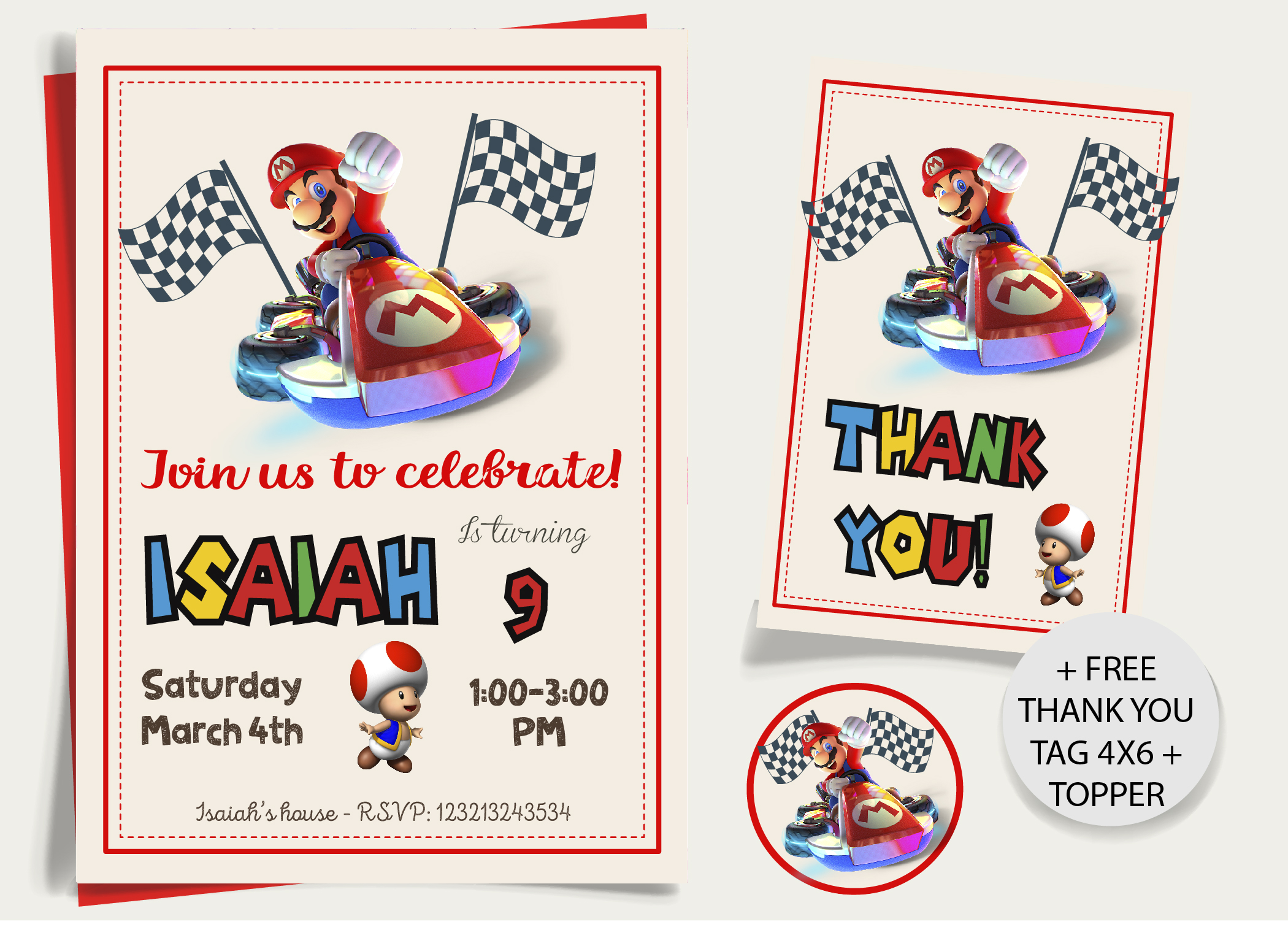 Mario Kart Birthday Invitation, Kart Birthday Invitation Dig | Inspire ...
