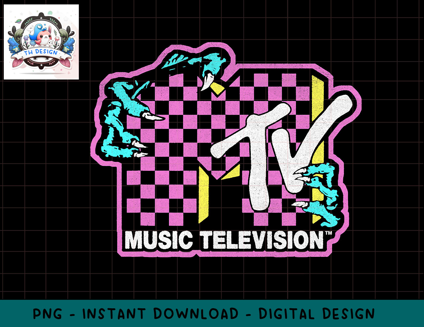 MTV Checkered Monster Hand Logo Graphic png, digital downloa | Inspire ...