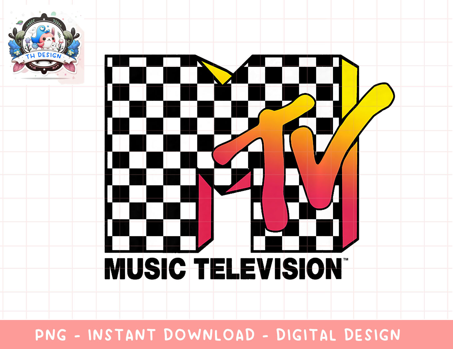 MTV Classic Checkered Logo png, digital download, instant d | Inspire ...