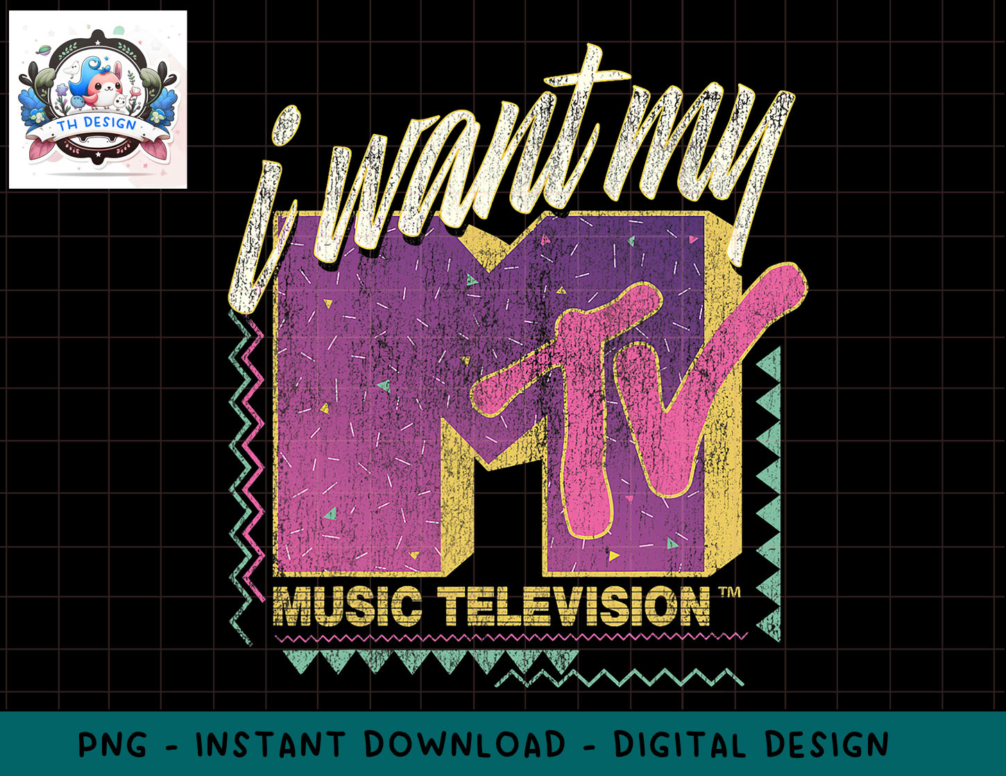 MTV I Want My MTV 90's Retro Colorful Logo Graphic png, digi | Inspire ...