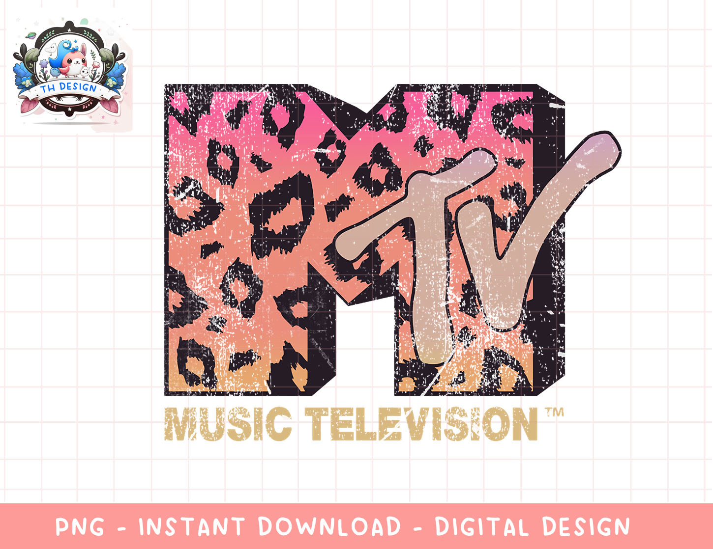 MTV Leopard Print Gradient Logo png, digital download, insta | Inspire ...
