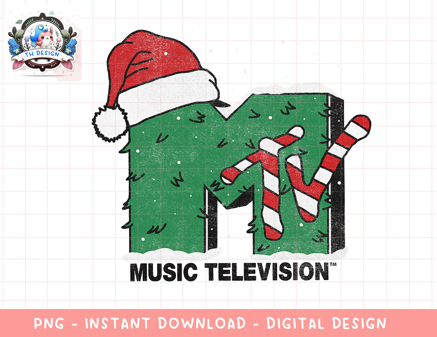 MTV Logo Christmas Tree Santa Hat Colors Graphic png, digita | Inspire ...