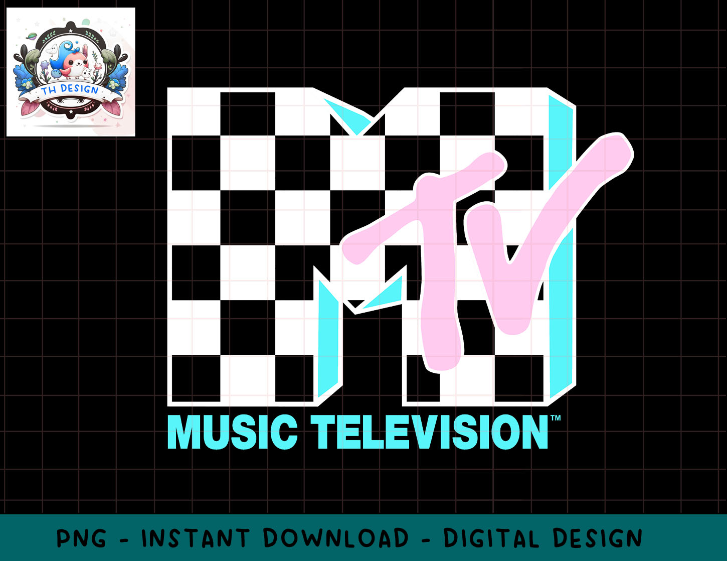 MTV Neon Checkered Logo Teepng, digital download, instant d | Inspire ...