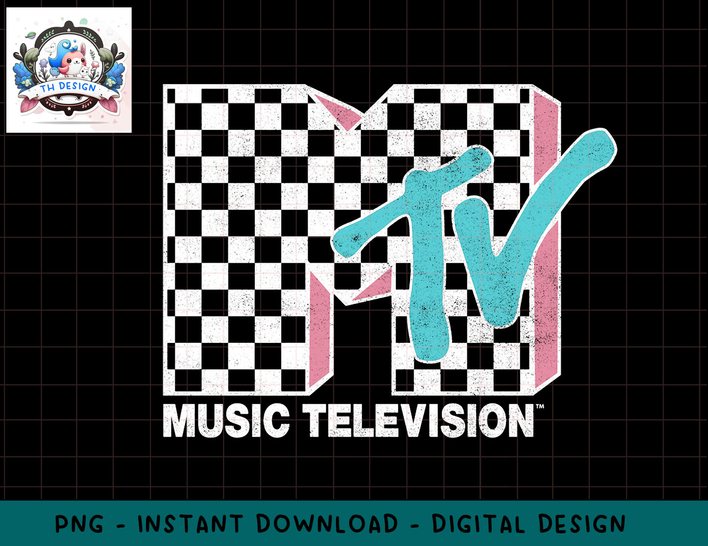 MTV Neon Distressed Checkered Logo png, digital download, in | Inspire ...