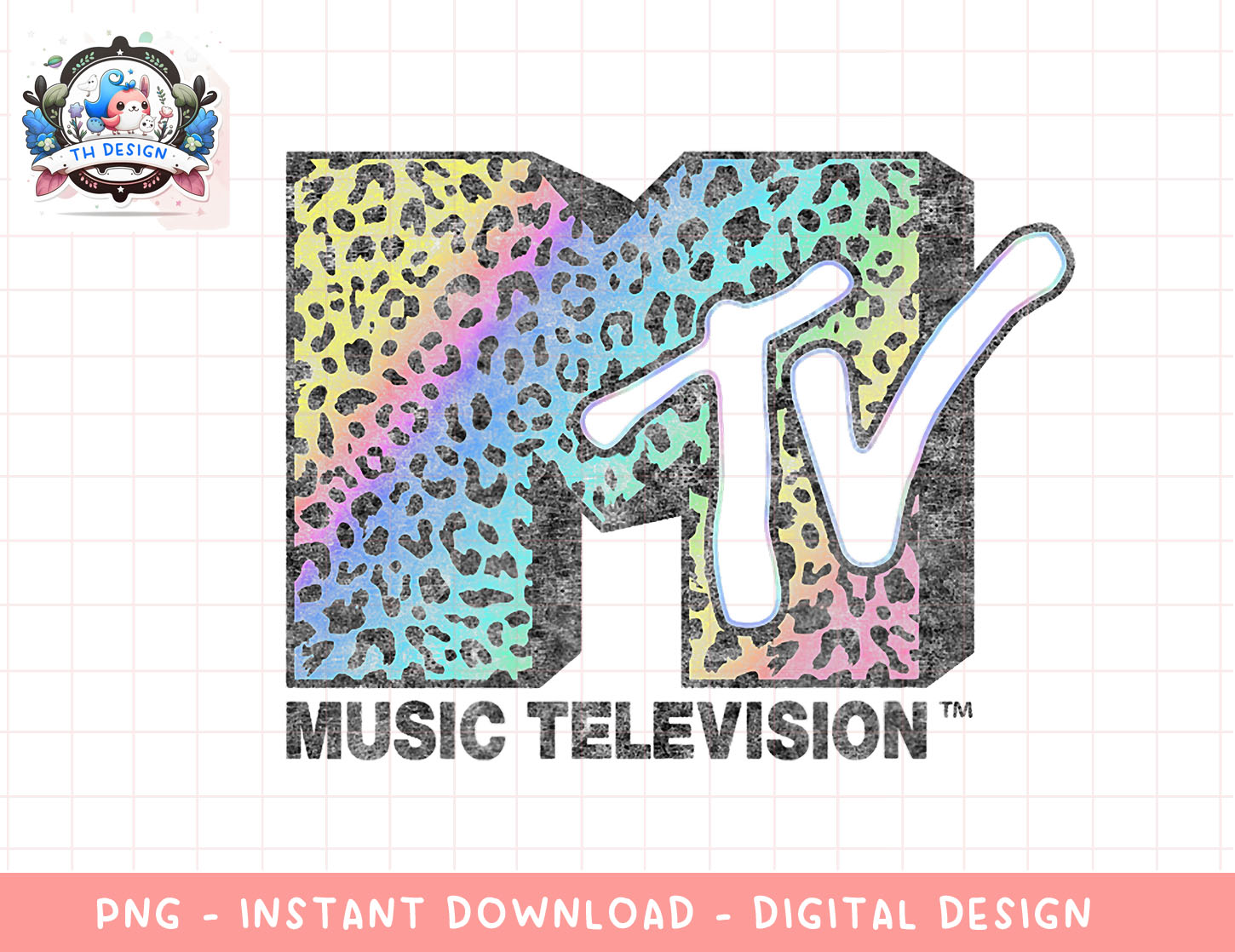MTV Neon Leopard Print Music Television Logo png, digital do - Inspire ...